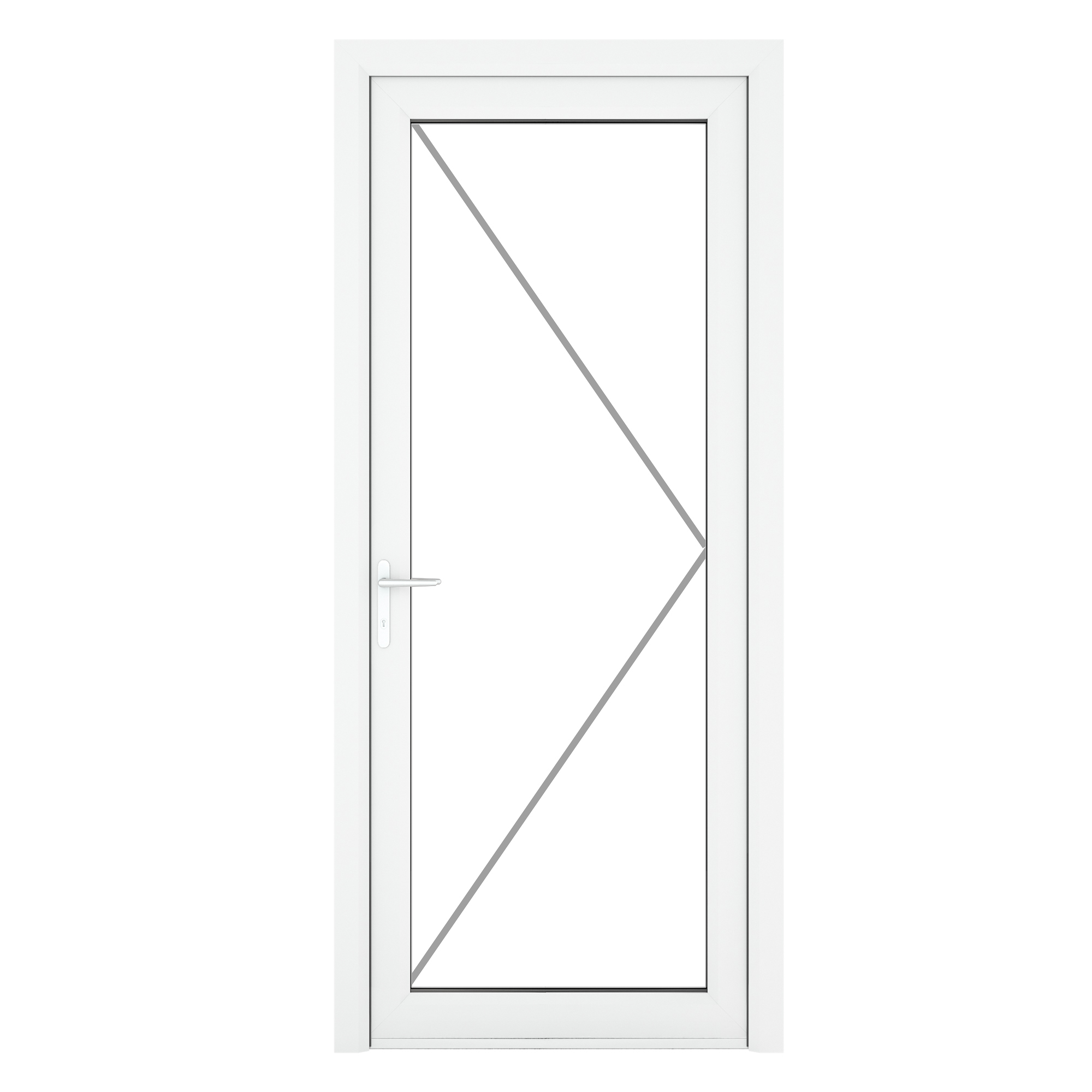 Crystal uPVC White Clear Single Door Half Glass Half panel Left hand ...