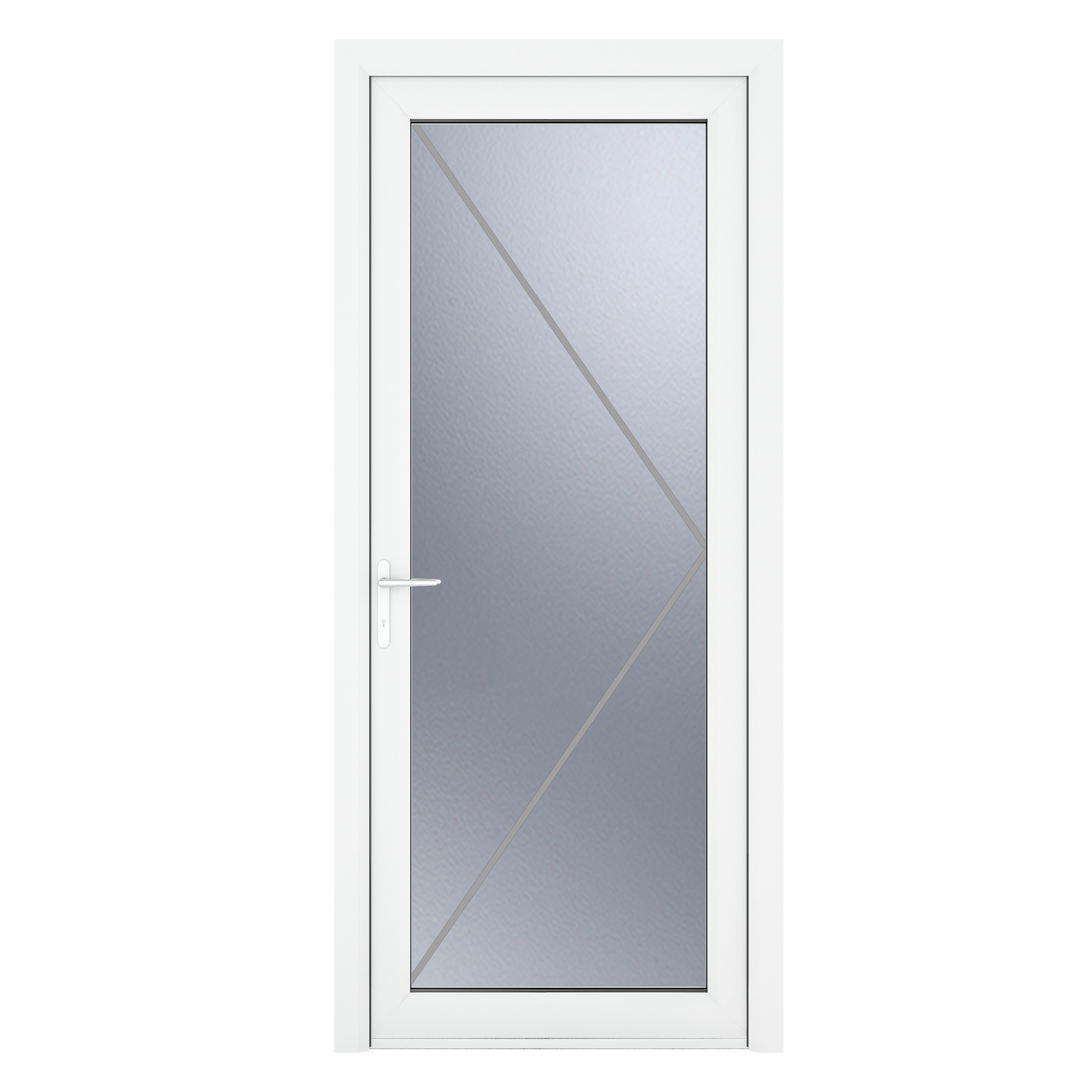 Crystal uPVC White Obscure Single Door Full Glass Right hand Open In ...